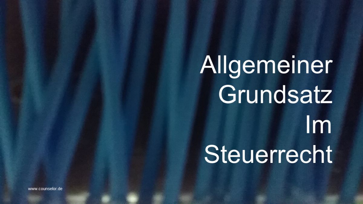 Grundsatz im Steuerrecht – Steuern haben auch gute Vorschriften